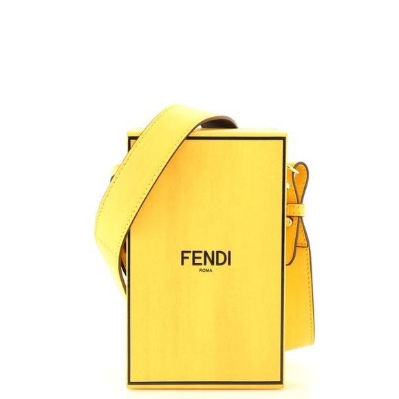 Fendi | Bags | Fendi Logo Vertical Box Crossbody Bag Leather Yellow ...